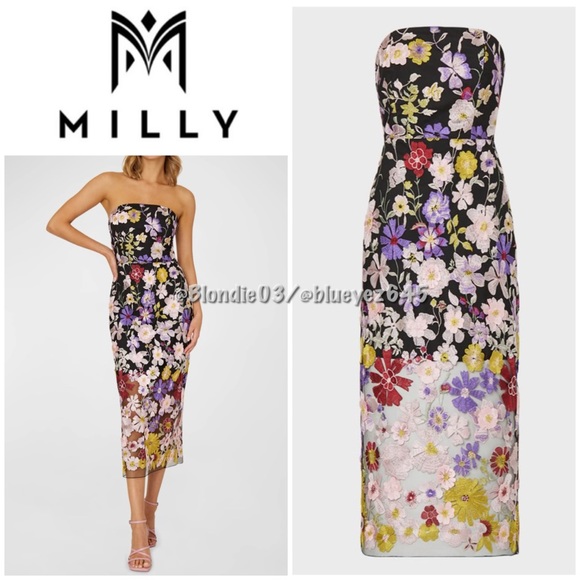 Milly | Dresses | Milly Multi Floral Embroidery Dress Pxs | Poshmark